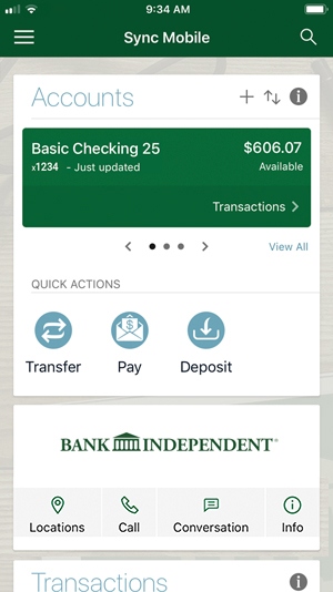 Bank Independent | Sync Personal Banking Digital Tools 24/7/365